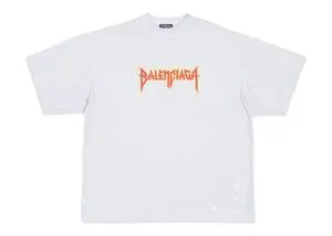Balenciaga Metal Vintage Oversized Tshirtin - White