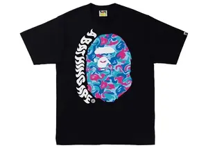 A BATHING APE Marble Camo Ape Head Tee Shirt - Black