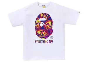 A BATHING APE Marbling Bathing Ape Tee Shirt - White