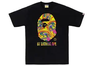 A BATHING APE Marbling Bathing Ape Tee Shirt - Black