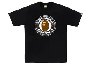 A BATHING APE Layered Line Camo Busy Works Tee Shirt Black/black