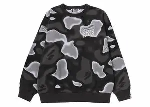A BATHING APE Liquid Camo Sta Relaxed Fit Crewneck Sweatshirt - Black