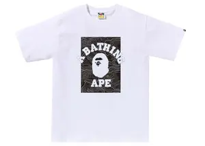 A BATHING APE Layered Line Camo On College Tee Shirt