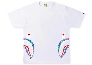 A BATHING APE Marble Camo Side Shark Tee Shirt - White