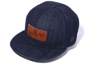 A BATHING APE Leather Patch 9fifty New Era Cap - Indigo