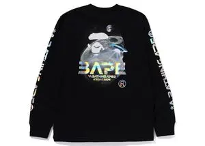 A BATHING APE Moon Photo Long Sleeve Tee Shirt - Black