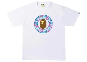 A BATHING APE Marble Camo Busy Works Tee Shirt - White
