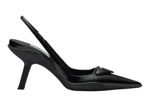 Prada 65mm Slingback Pumps In Brushed Leather