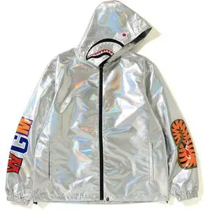 A BATHING APE Aurora Shark Zip Up Hoodie Jacket - Silver