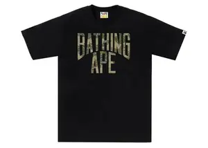 A BATHING APE Layered Line Camo Nyc Logo Tee Shirt - Black/beige