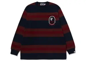 A BATHING APE Badge Hoop Long Sleeve Tee Shirt Navy