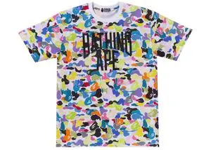 A BATHING APE Camo Nyc Logo Tee Shirt - Multicolor/white