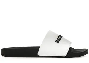 Balenciaga Pool Slides With Logo - White/black