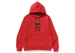 A BATHING APE Ape Graphic Relaxed Fit Pullover Hoodie - Red