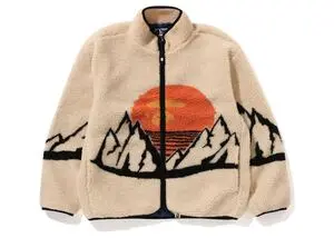 A BATHING APE Mountain Relaxed Fit Boa Jacket - Beige