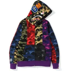 A BATHING APE Mix Camo Crazy Shark Full Zip Hoodie Multi