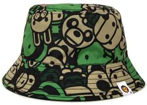 A BATHING APE Baby Milo #2 Reversible Bucket Hat - Green/black