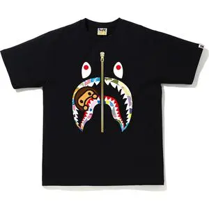 A BATHING APE Camo Milo Shark Tee Shirt - Black