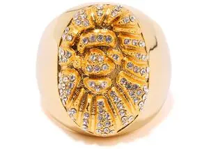 A BATHING APE Ape Head Crystal Stone Ring - Gold
