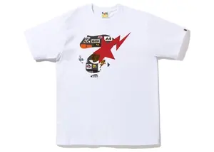 A BATHING APE Label Ape Face Tee Shirt - White