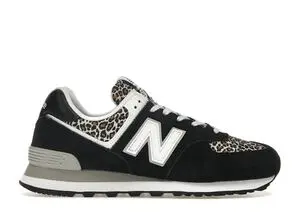 NEW BALANCE 574 Leopard Print Sneakers - Black/beige