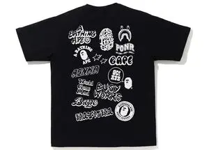 BAPE Bicolor Graffiti Tee Shirt - Black