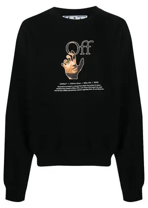 Off-White Caravaggio Hands Off Logo Crewneck Sweatshirt - Black
