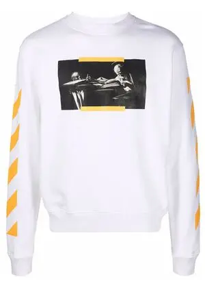Off-White Caravaggio Saint Jerome Writing Print Slim Fit Sweatshirt - White Yellow
