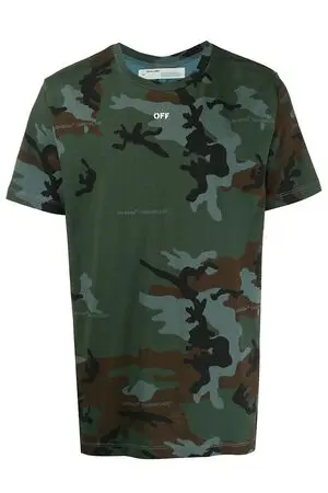 Off-White Off Off Camouflage Incompiuto Tshirtin - Green/white