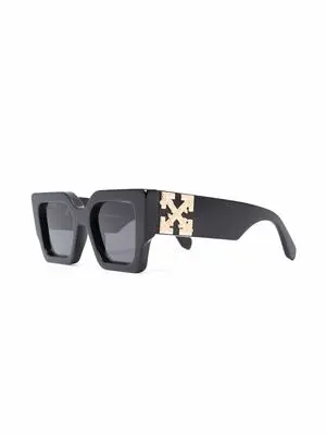 Off-White Catalina Rectangular Sunglasses - Black/dark Grey/gold (oeri003y21pla0011007