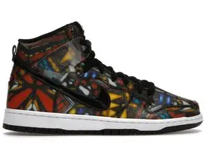 Nike Dunk High Concepts Stained Glass Sneakers - Gym Red/black/white