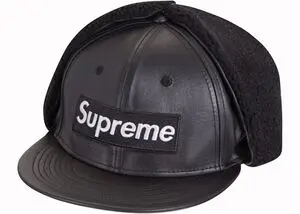 Supreme Leather Earflap Box Logo Cap - Black