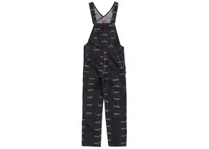 Supreme Logo Denim Overalls - Black