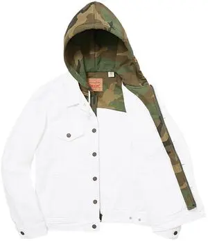 Supreme Fleece Hood Trucker Jacket - White