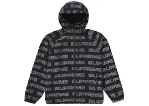 Supreme Logo Ripstop Hooded Track Jacket - Black