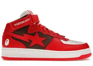 BAPE A Bathing Ape Bape Sta Mid Sneakers Red/brown/white