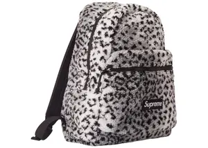 Supreme Leopard Fleece Backpack - White