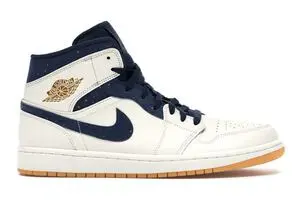 JORDAN Jordan 1 Retro Mid Jeter Sneakers Sail/bronze/college Navy Blue