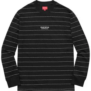 Supreme Logo Stripe Long Sleeve Top - Black