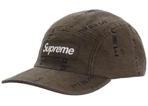 Supreme Logo Stripe Jacquard Denim Camp Cap - Brown