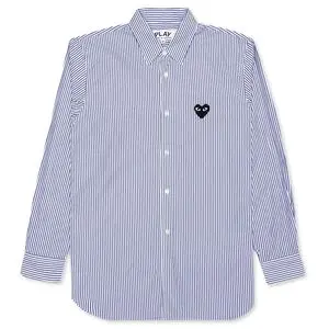 Play Comme Des Garcon Black Emblem Striped Button Up Shirt