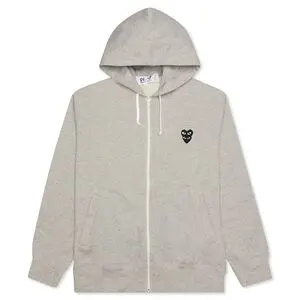 Play Comme Des Garcon Black Stacked Heart Zip Up Hoodie - Grey