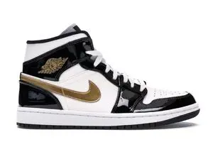 JORDAN Jordan 1 Mid Patent Black/white/metallic Gold