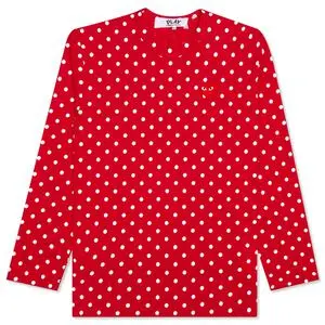 Play Comme Des Garcon Polka Dot Long Sleeve T-shirt - Red