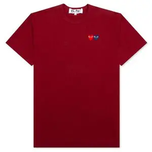 Play Comme Des Garcon Double Hearts T-shirt - Maroon