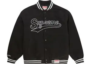 Supreme Mitchell & Ness Doughboy Twill Varsity Jacket - Black