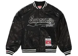 Supreme Mitchell & Ness Sequin Varsity Jacket - Black