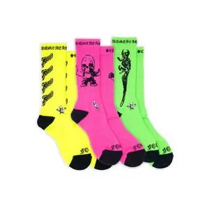 Chrome Hearts Foti Crew Socks - Neon Pink/yellow/green