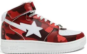 BAPE A Bathing Ape Bape Sta Mid Sneakers Red Camo/white