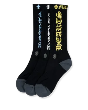 Chrome Hearts 3-pack Ch Crew Socks - Multicolor/black